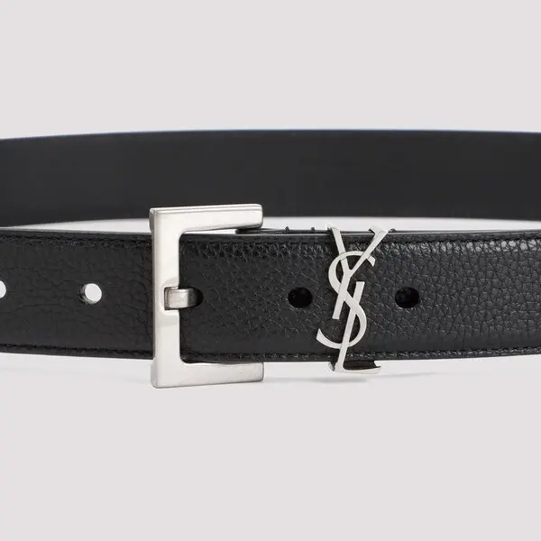 Saint Laurent Grained Calf Leather Belt - Black