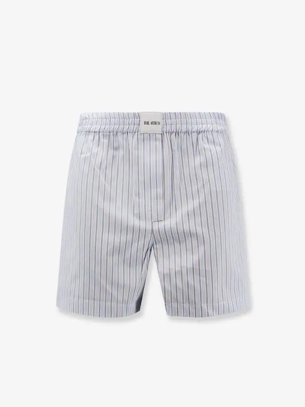 Attico Striped Cotton Shorts - Multicolor