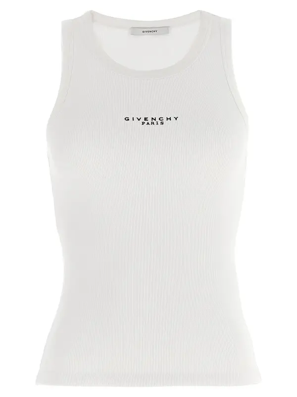Givenchy Ribbed Cotton Top With Embroidered Logo - White