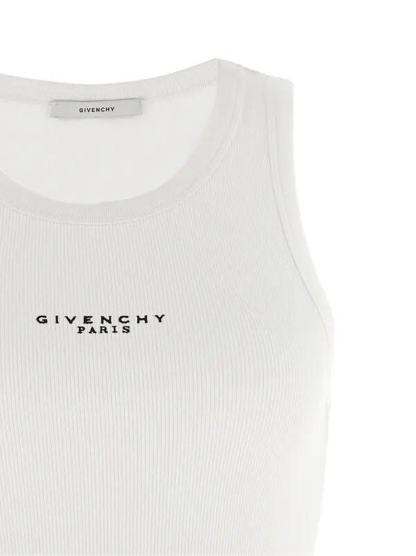 Givenchy Ribbed Cotton Top With Embroidered Logo - White