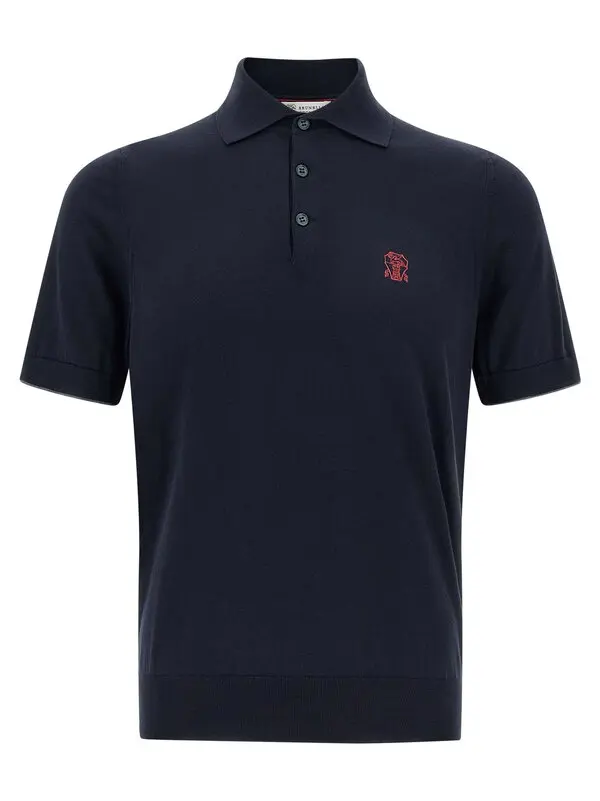 Brunello Cucinelli Logo Embroidery Polo Shirt