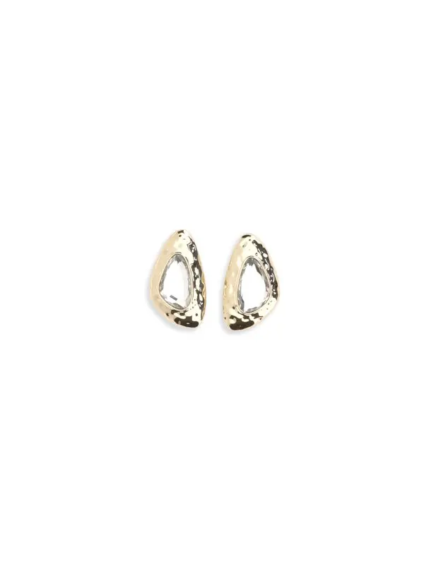 SELF-PORTRAIT Hammered Crystal Earrings - Gold