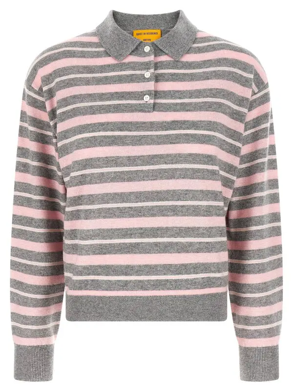 Guest In Residence Collegiate Stripe Cashmere Polo Sweater - Multicolor