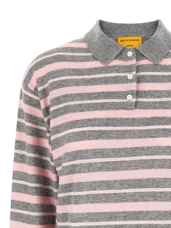 Guest In Residence Collegiate Stripe Cashmere Polo Sweater - Multicolor