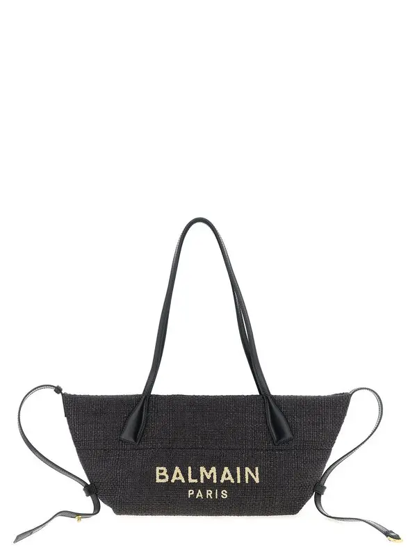 Balmain Shooping Track-small Raffia Tote Bag