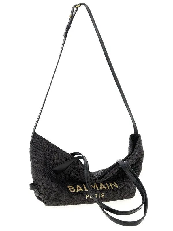 Balmain Shooping Track-small Raffia Tote Bag