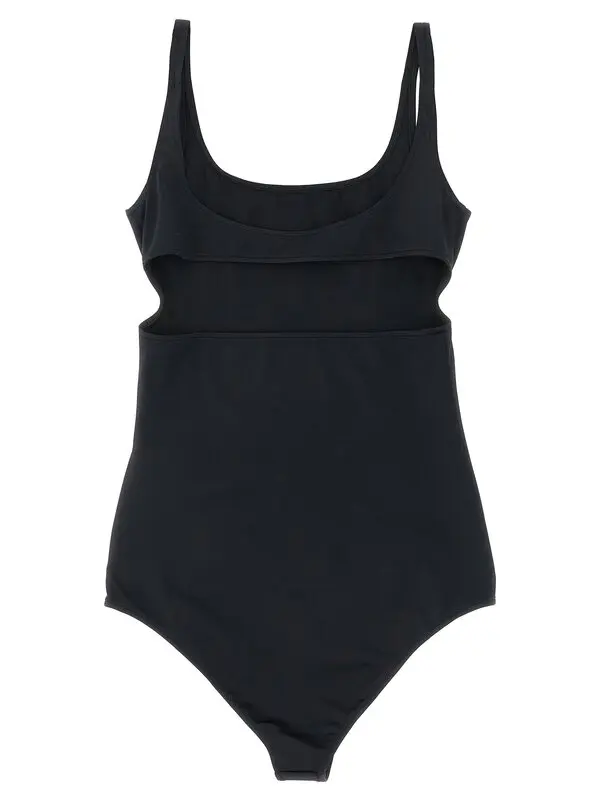 COURREGES One-piece Swimsuit With Front Logo And Back Cut-out Detail - Black