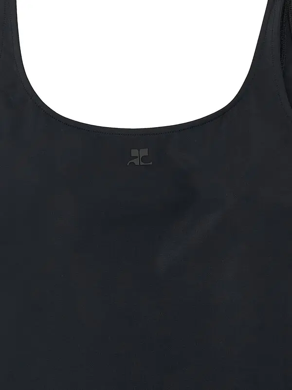 COURREGES One-piece Swimsuit With Front Logo And Back Cut-out Detail - Black