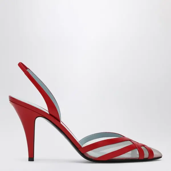 Valentino Garavani Leather & Mesh Slingback Heels - Red