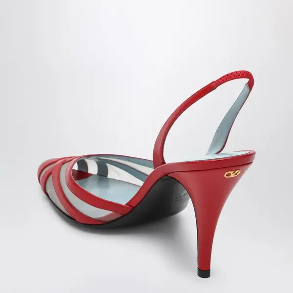 Valentino Garavani Leather & Mesh Slingback Heels - Red