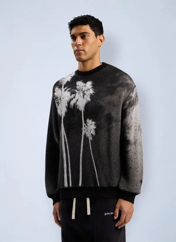 Palm Angels Palm Tree Jacquard Knit Crewneck Sweater