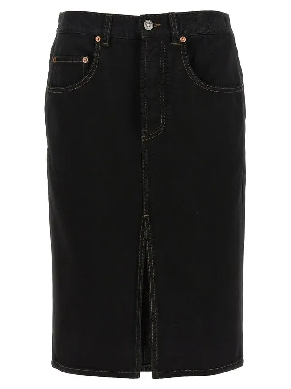 Saint Laurent Midi Pencil Skirt - Black