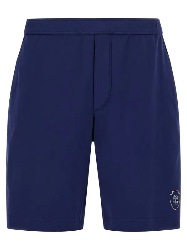 Brunello Cucinelli Interlock Cotton Bermuda Shorts - Blue