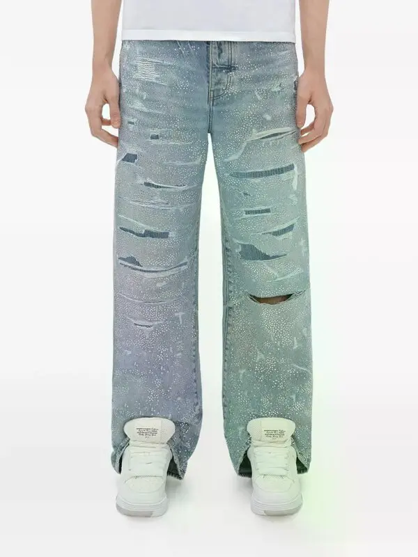 Amiri Crystal-embellished Repaired Jeans