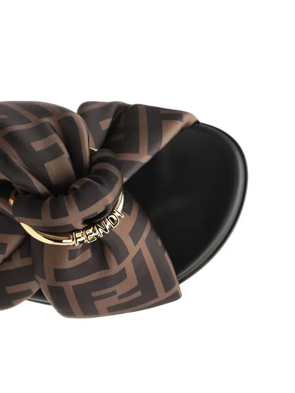 Fendi Flat Slides With Ff Motif - Brown