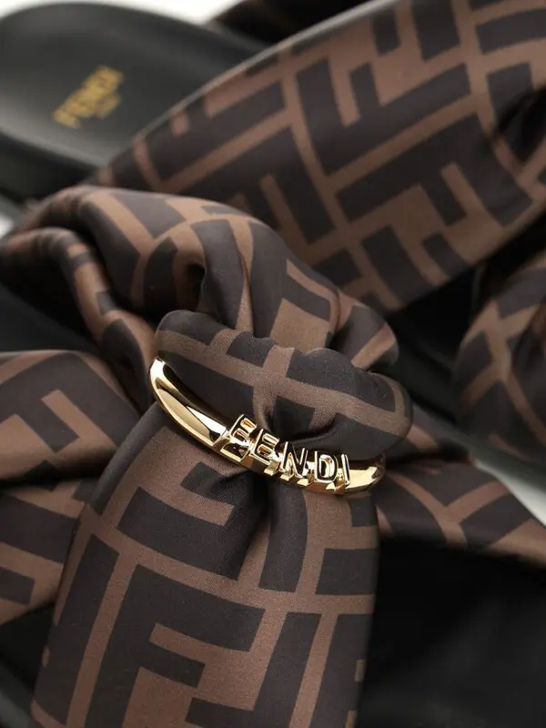 Fendi Flat Slides With Ff Motif - Brown