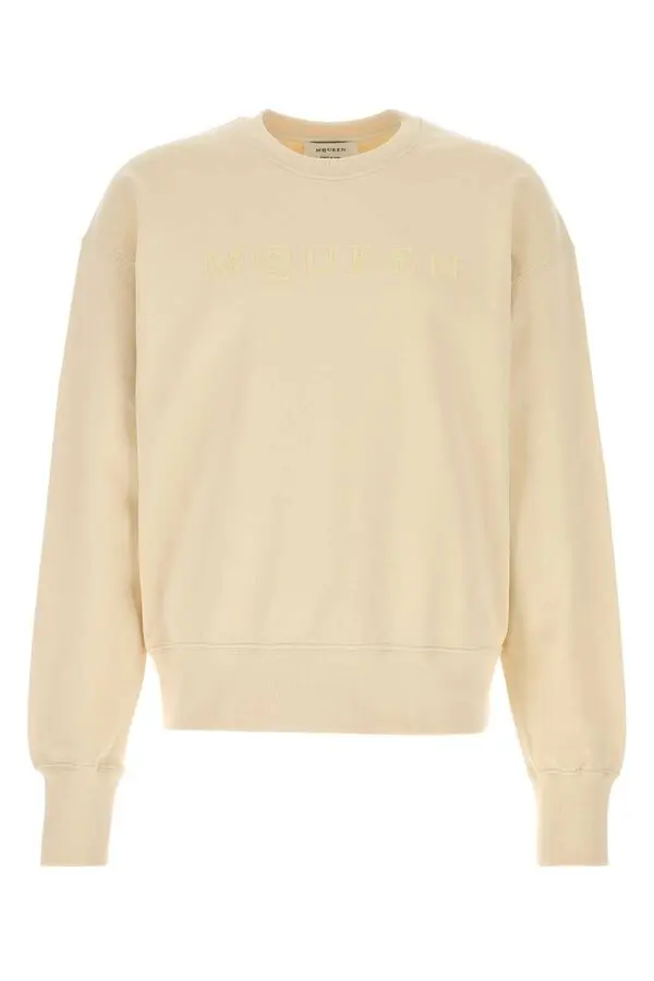 Alexander McQueen Cotton Crewneck Sweatshirt With Logo - Yellow
