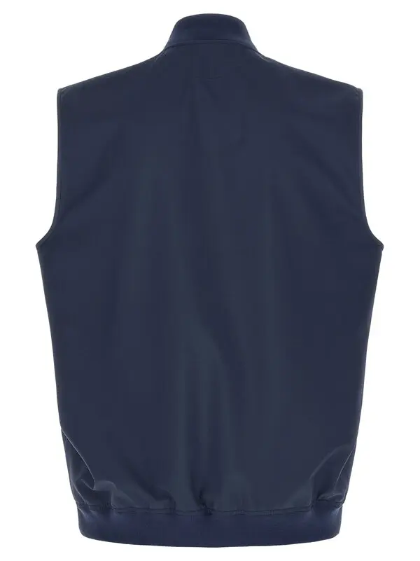 Brunello Cucinelli Nylon Vest With Logo Embroidery - Blue