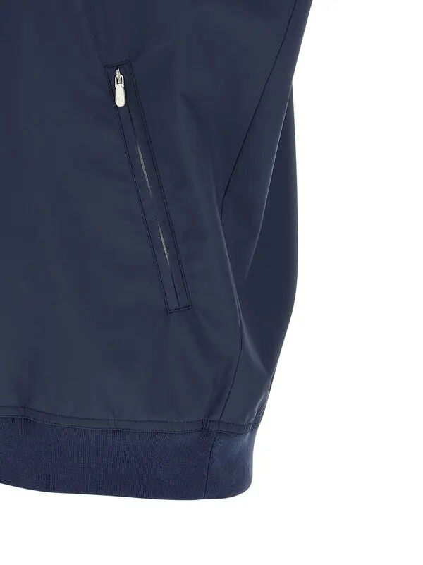 Brunello Cucinelli Nylon Vest With Logo Embroidery - Blue