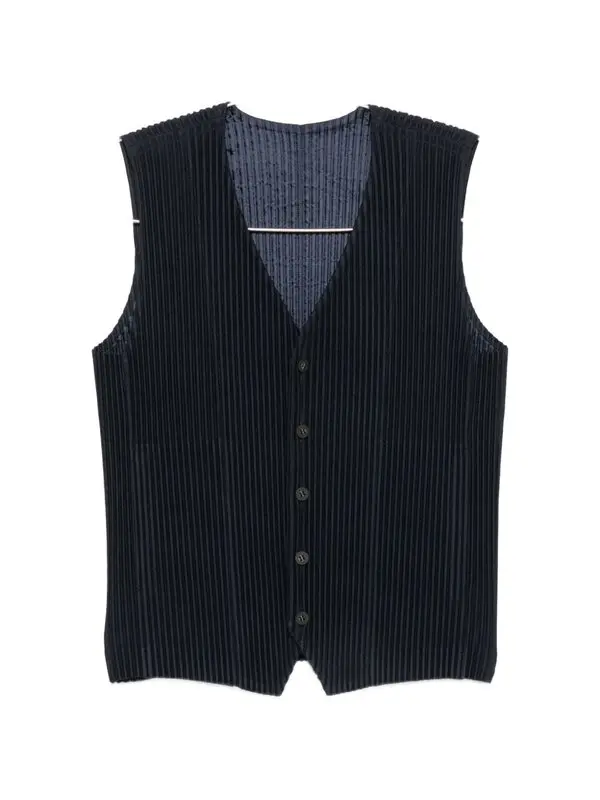 Issey Miyake Pleated V-neck Vest - Multicolor