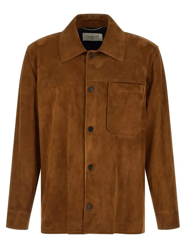Saint Laurent Suede Overshirt - Brown