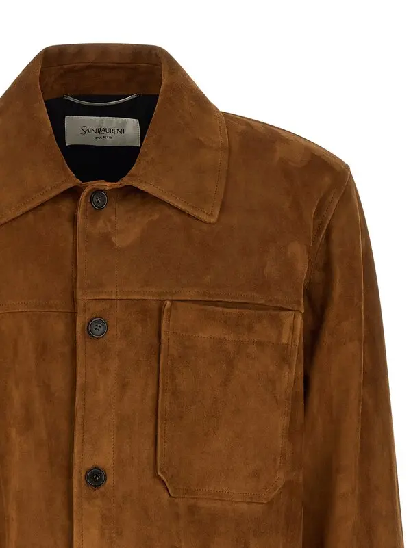 Saint Laurent Suede Overshirt - Brown
