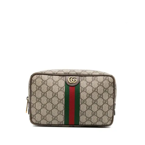 Gucci Gg Supreme Canvas Wash Bag - Brown