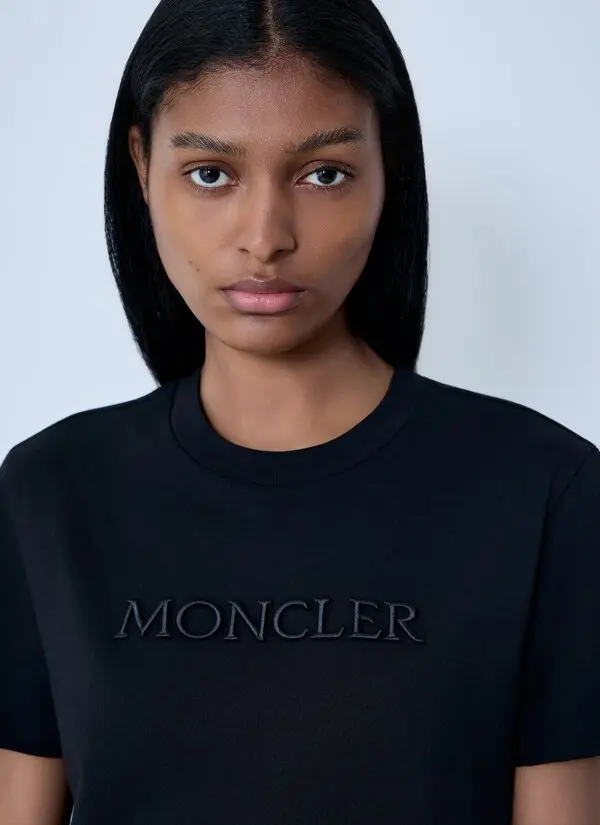 Moncler Logo Motif Cotton Jersey T-shirt - Black