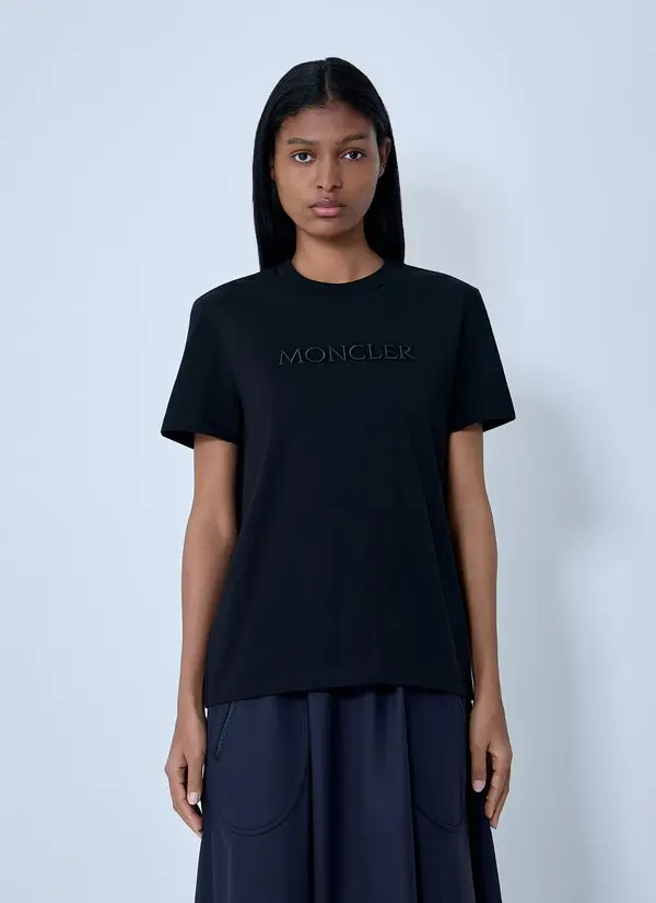 Moncler Logo Motif Cotton Jersey T-shirt - Black