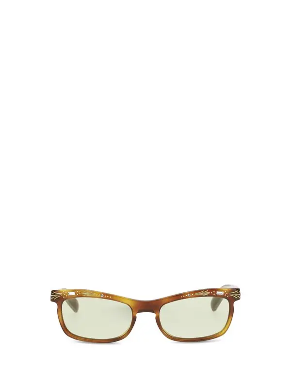 Valentino Garavani Rectangular Acetate Sunglasses With Crystal And Enamel Embellishments - Brown