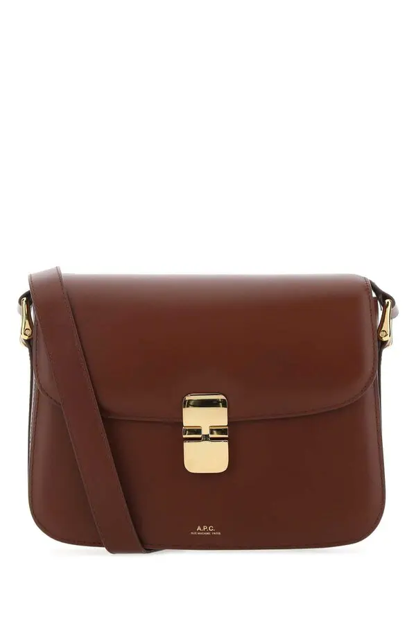 A.p.c. Leather Crossbody Bag With Gold Tone Clasp - Red