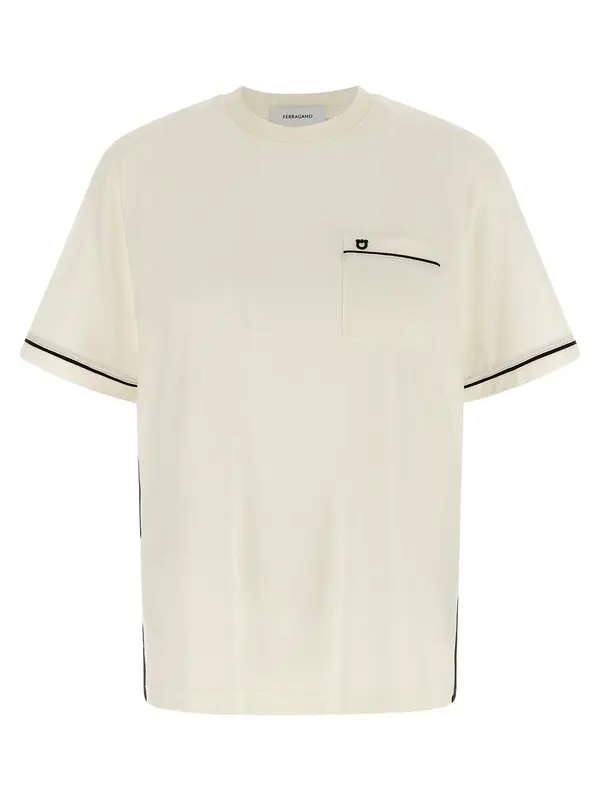 FERRAGAMO Gancini Cotton-cashmere T-shirt - Cream