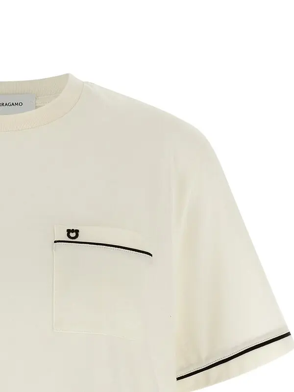 FERRAGAMO Gancini Cotton-cashmere T-shirt - Cream
