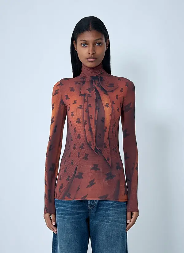 Acne Studios Long Sleeve Printed Mesh Turtleneck