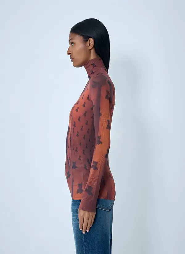 Acne Studios Long Sleeve Printed Mesh Turtleneck