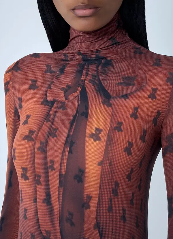 Acne Studios Long Sleeve Printed Mesh Turtleneck