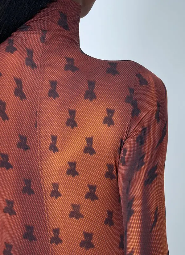 Acne Studios Long Sleeve Printed Mesh Turtleneck