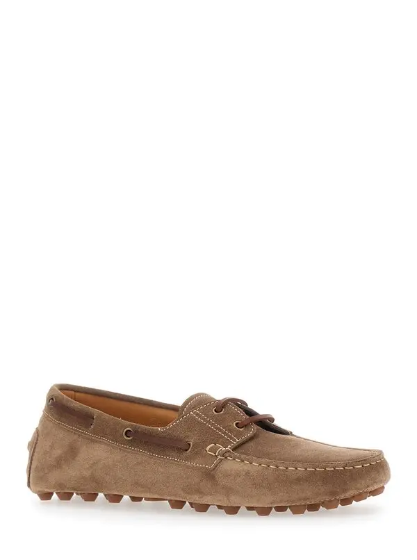 TOD'S Suede Loafers With Contrast Stitching - Multicolor