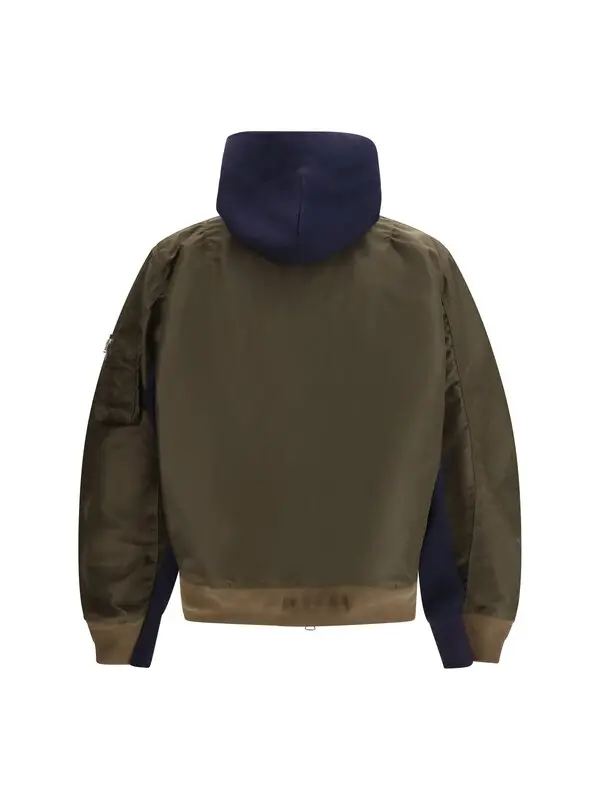 Sacai Paneled Sponge Sweat Hoodie With Drawstring Hood And Zip-up Closure - Multicolor