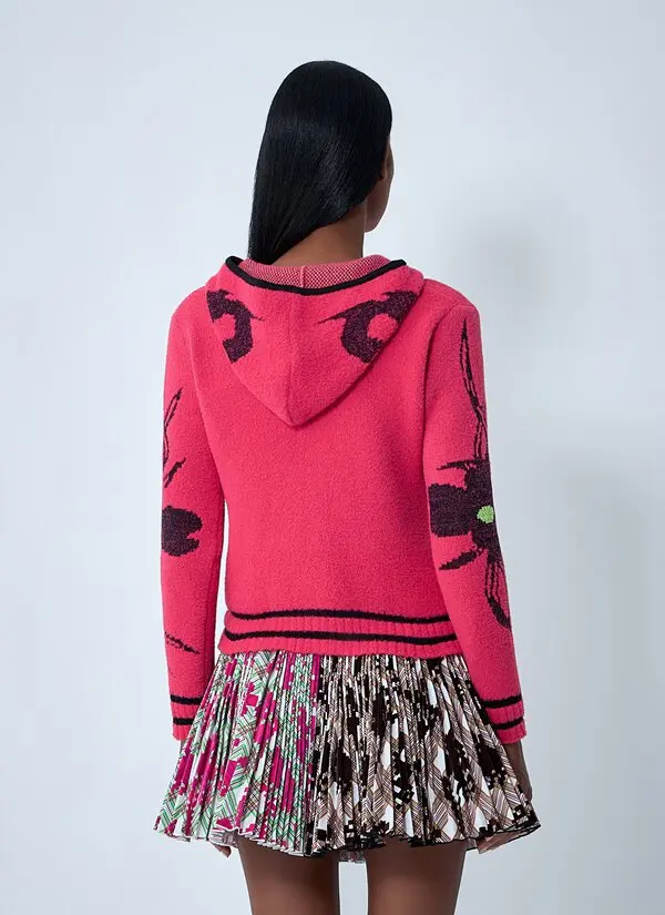 CHOPOVA LOWENA Knitted Jacquard Zip-up Hooded Cardigan
