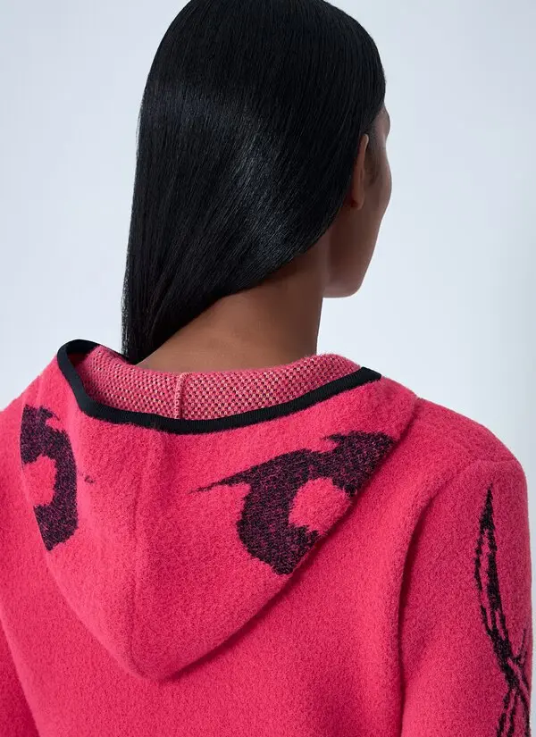 CHOPOVA LOWENA Knitted Jacquard Zip-up Hooded Cardigan