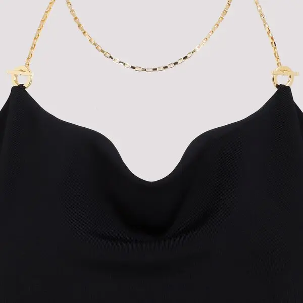 Bottega Veneta Viscose Midi Dress With Gold Tone Chain Detail