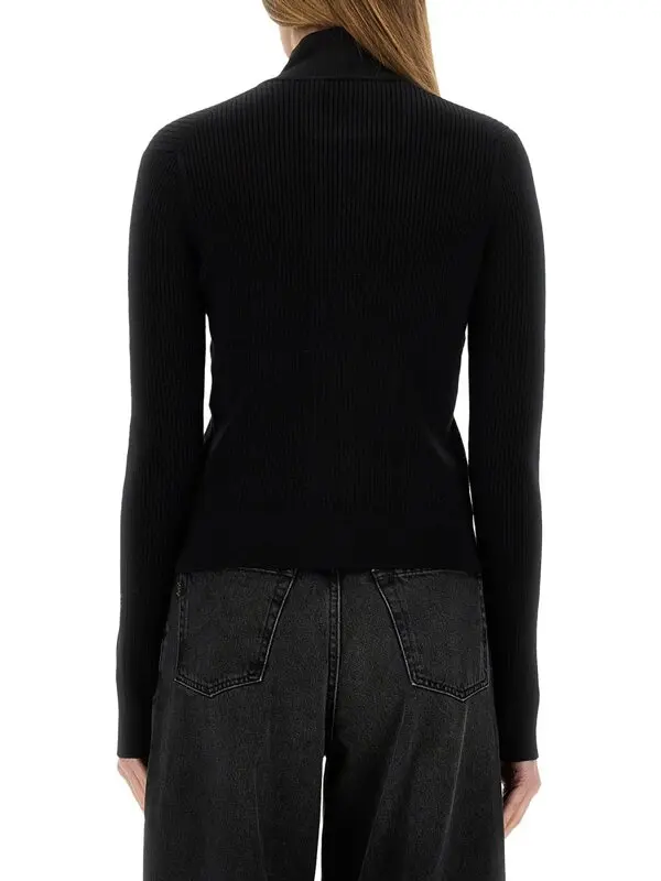 JW Anderson Fitted Ribbed Zip-up Cardigan - Black