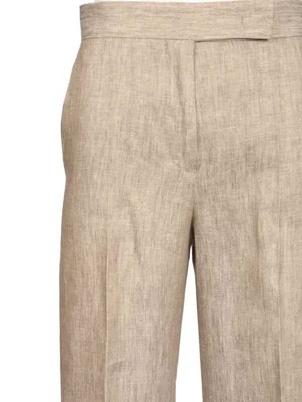 Max Mara Chevron Linen Batavia Trousers - Cream