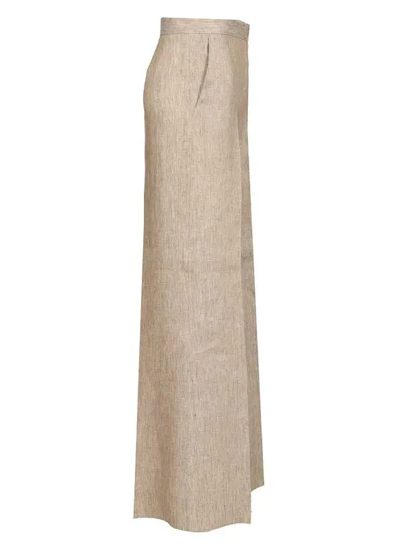 Max Mara Chevron Linen Batavia Trousers - Cream
