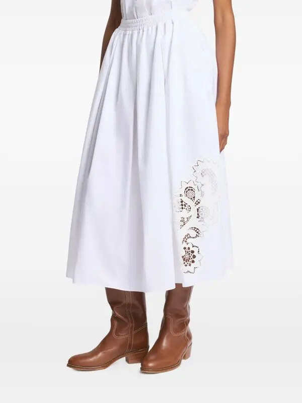 FAY Cotton A-line Skirt With Lace Detail