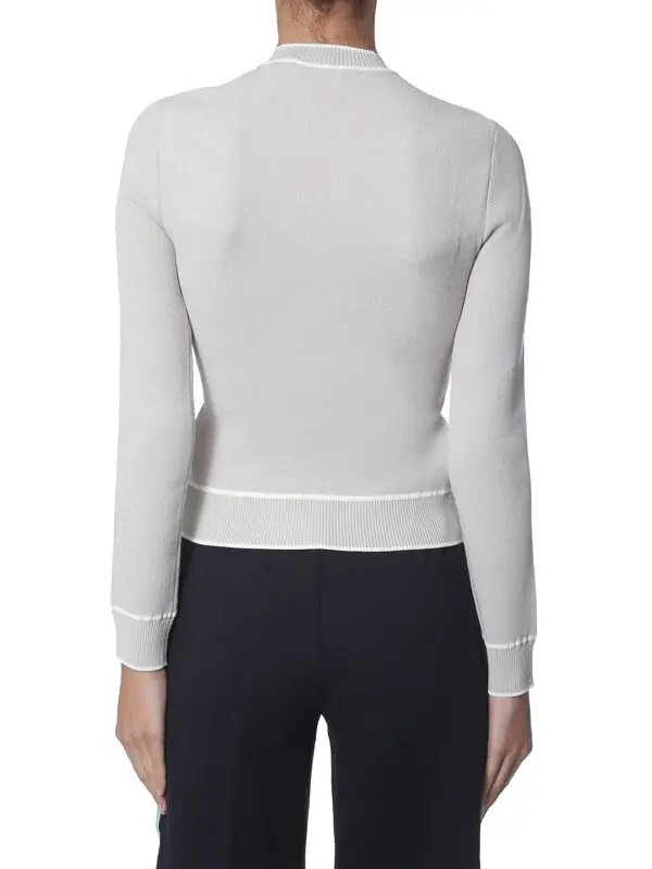 Off-White Round Neck Cropped Sweater - Gray