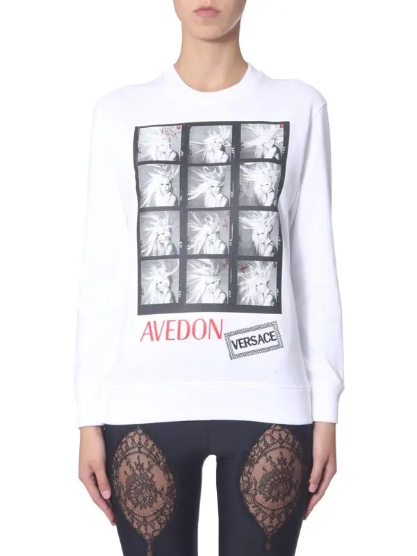 Versace Crewneck Sweatshirt With Graphic Print - White
