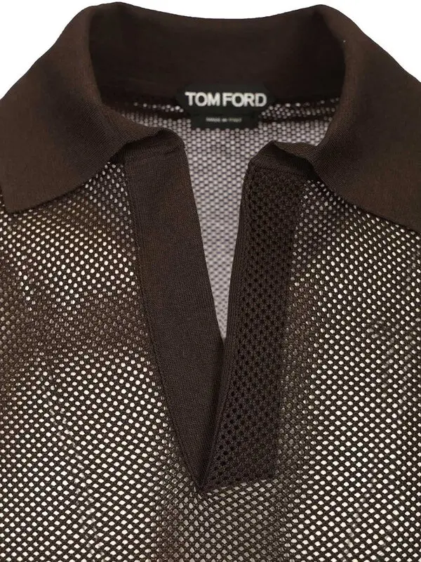 TOM FORD Knitted Polo Shirt - Brown