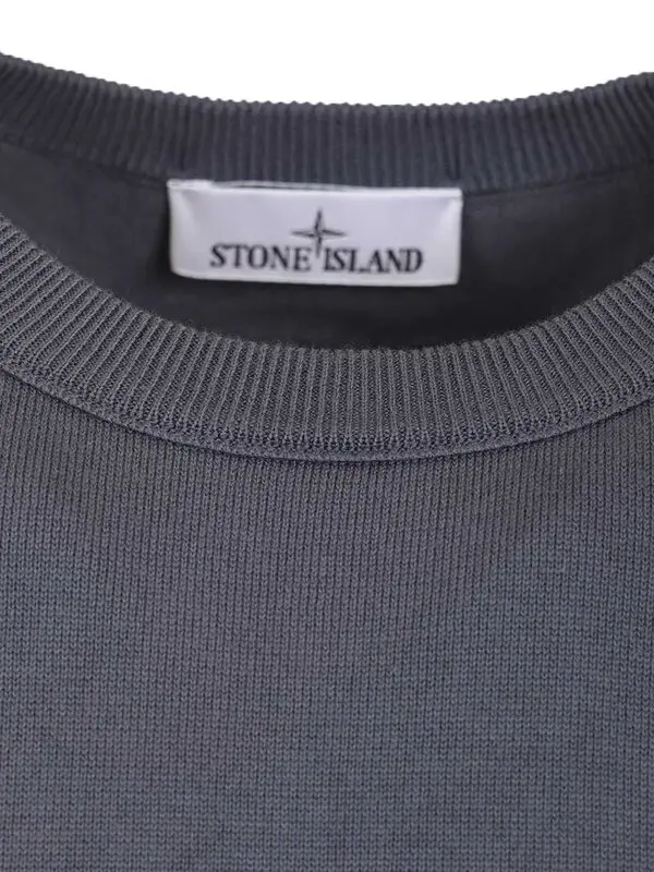 Stone Island Crew Neck Organic Cotton Sweater With Logo Patch - Gray